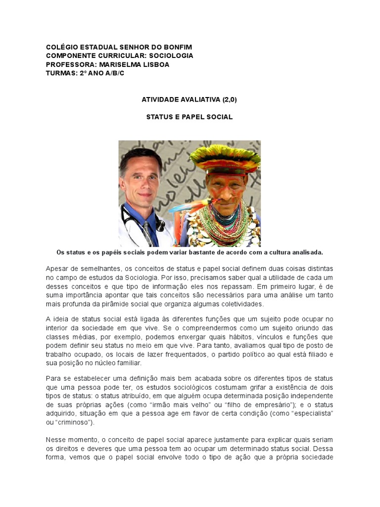 Status e Papel Social | PDF | Sociologia | Status social