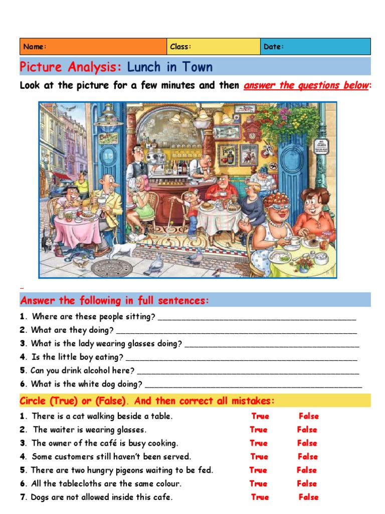 Lunch in Town: Picture Analysis Guide | PDF | Language Arts ...