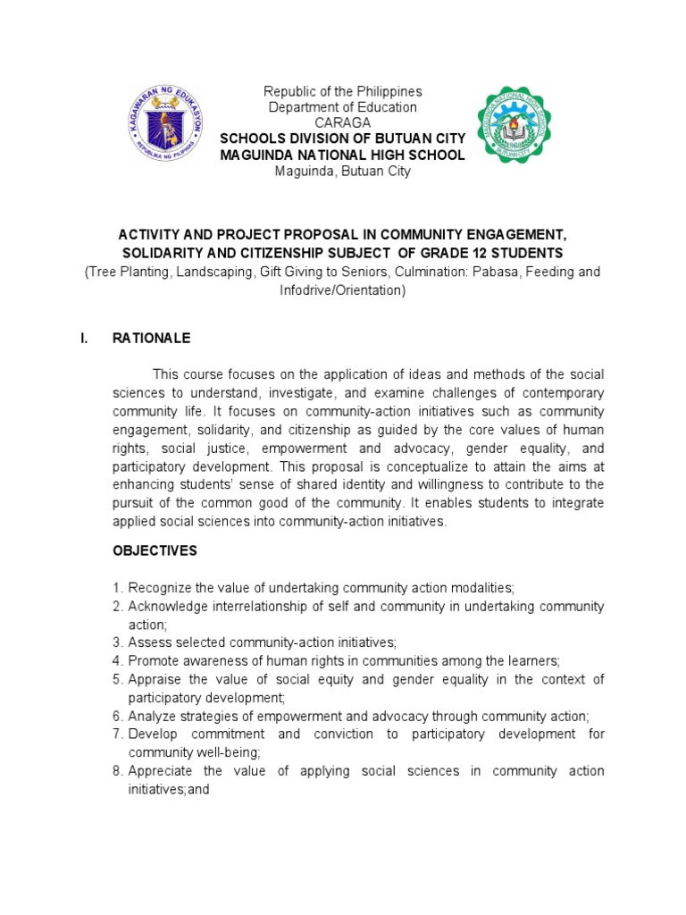 Community Engagement in Action: A Proposal for Grade 12 Students ...