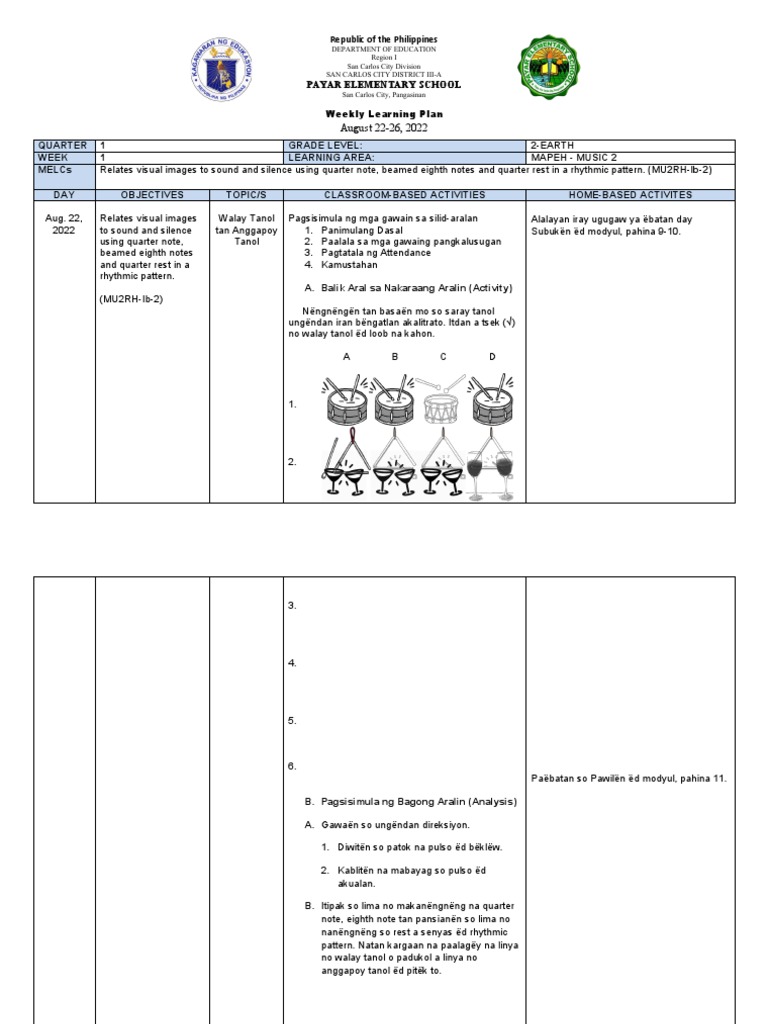 WLP MUSIC 2 1st Quarter Week 1 | PDF