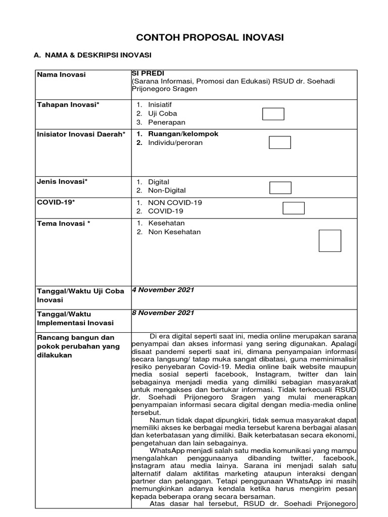 Contoh Proposal Inovasi 1 | PDF