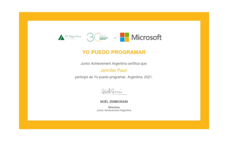 Certificado Yo Puedo Programar - Jennifer Pauri | PDF