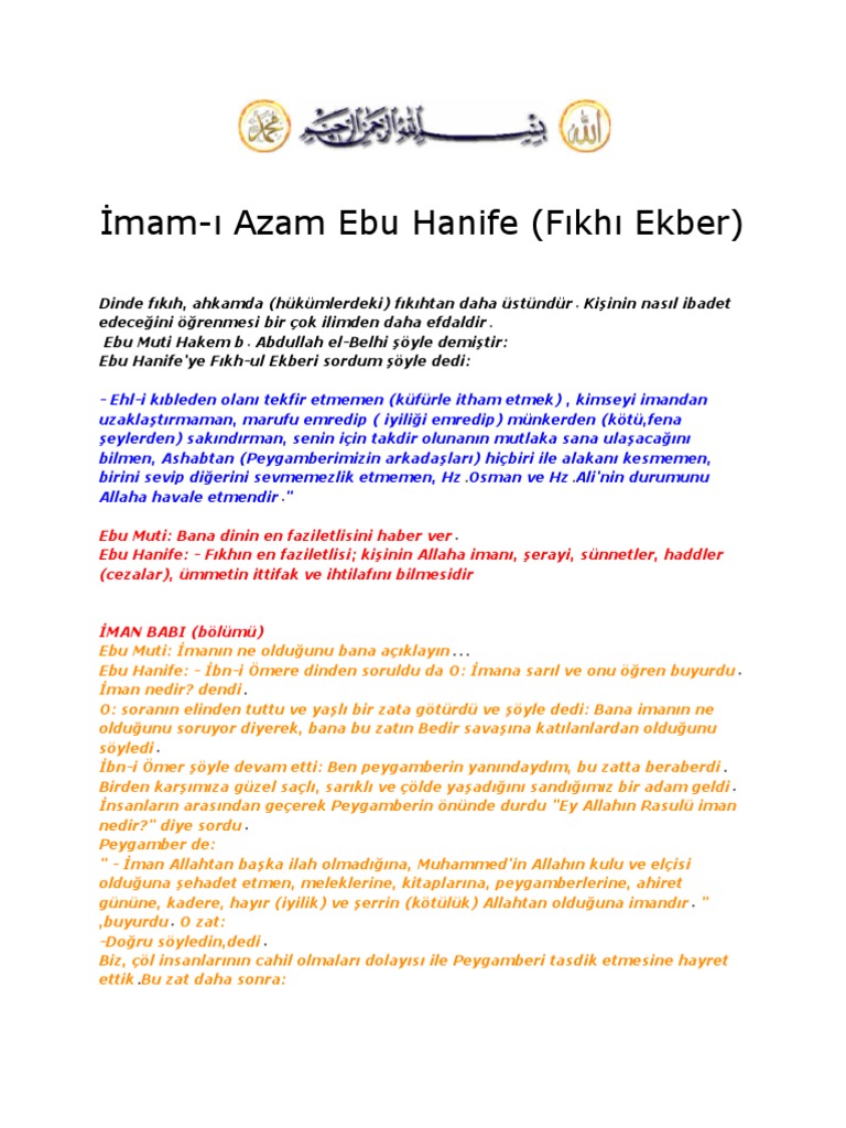 Fıkhı Ekber | PDF