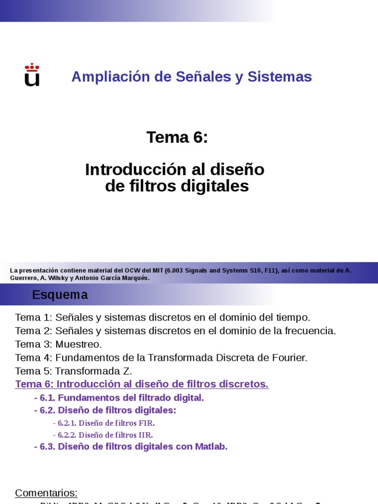 Tema6 Teleco | PDF | Filtro electronico | Procesamiento de la señal
