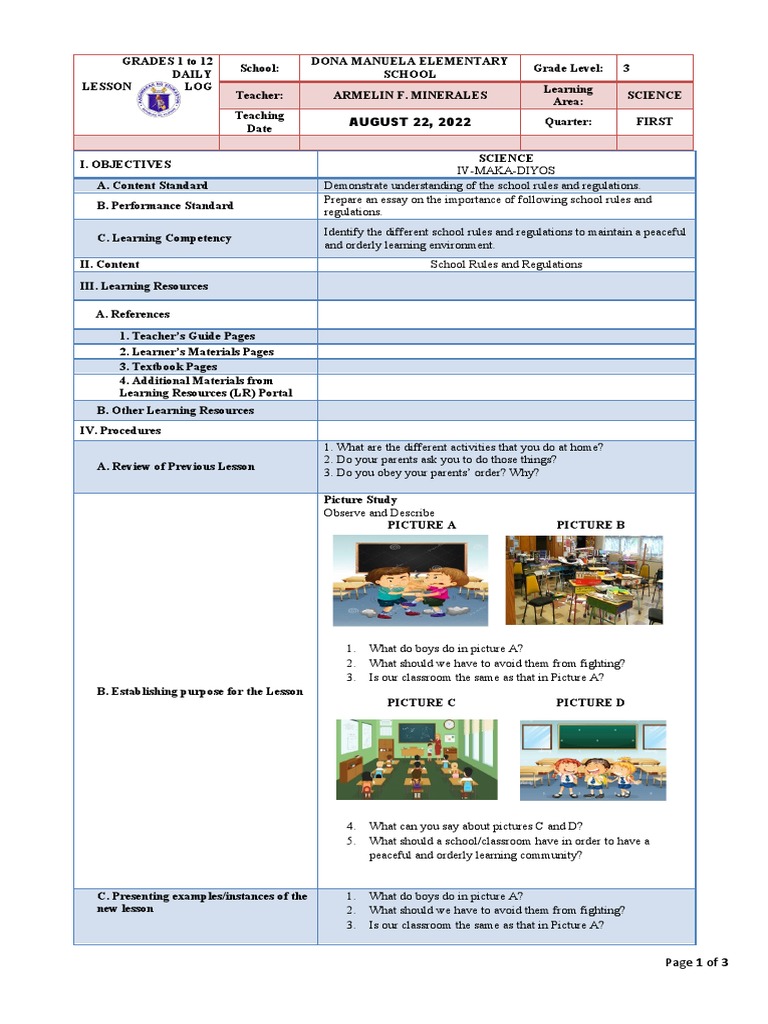 Maintaining Order and Peace in the Classroom: Implementing School Rules and Regulations to ...