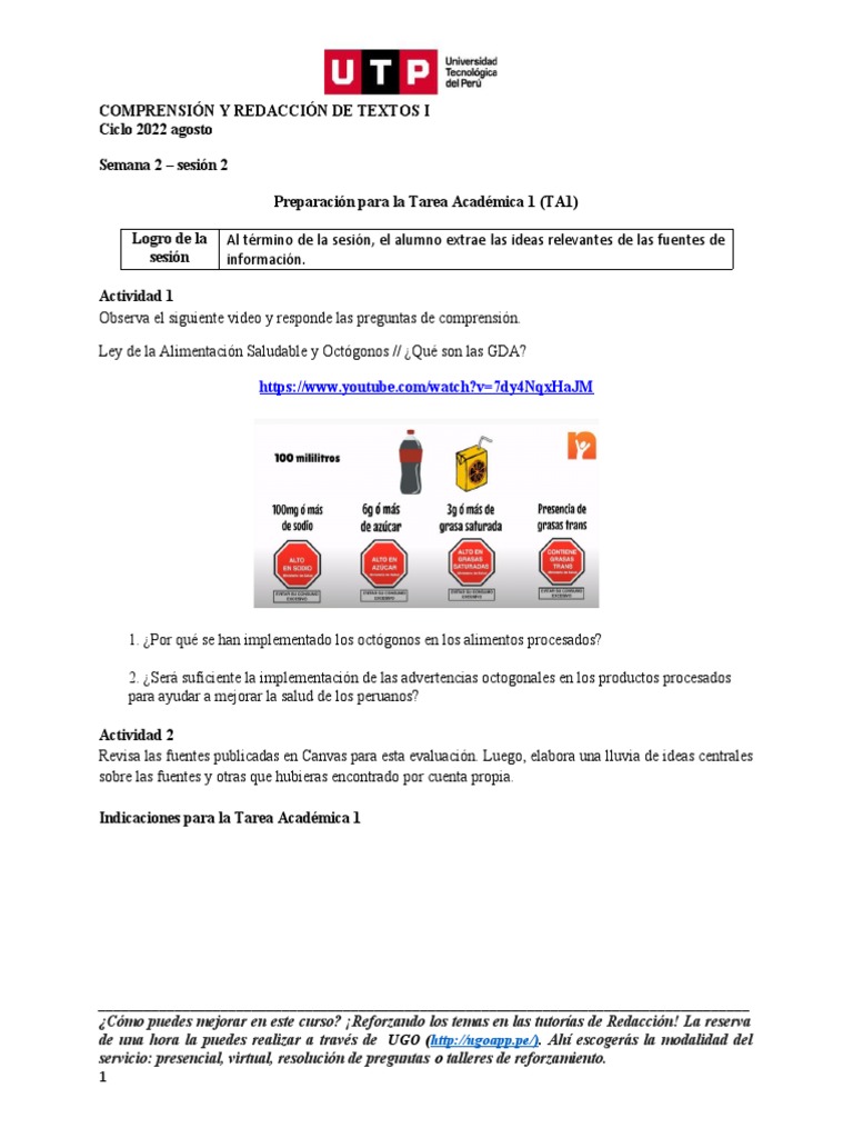 S02.s2 Preparación para La TA1 (Material), Agosto 2022 | PDF S02.s2 Preparación para La TA1 (Material), Agosto 2022 | PDF