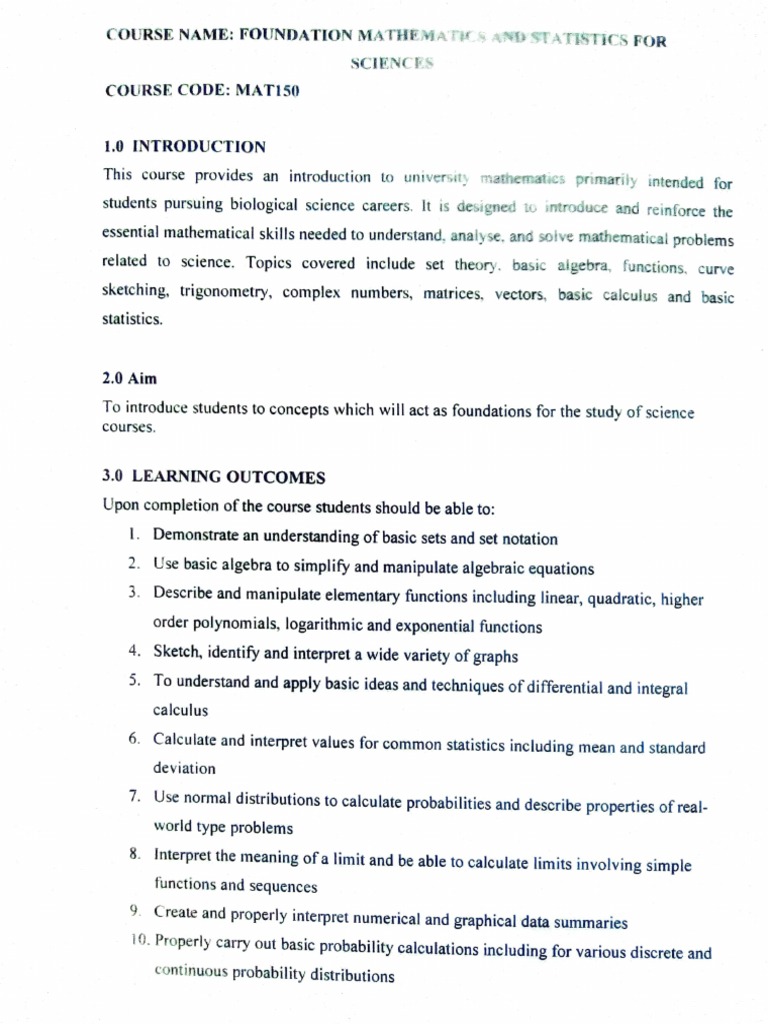 MATH 150 Course Outline | PDF | Matrix (Mathematics) | Integral