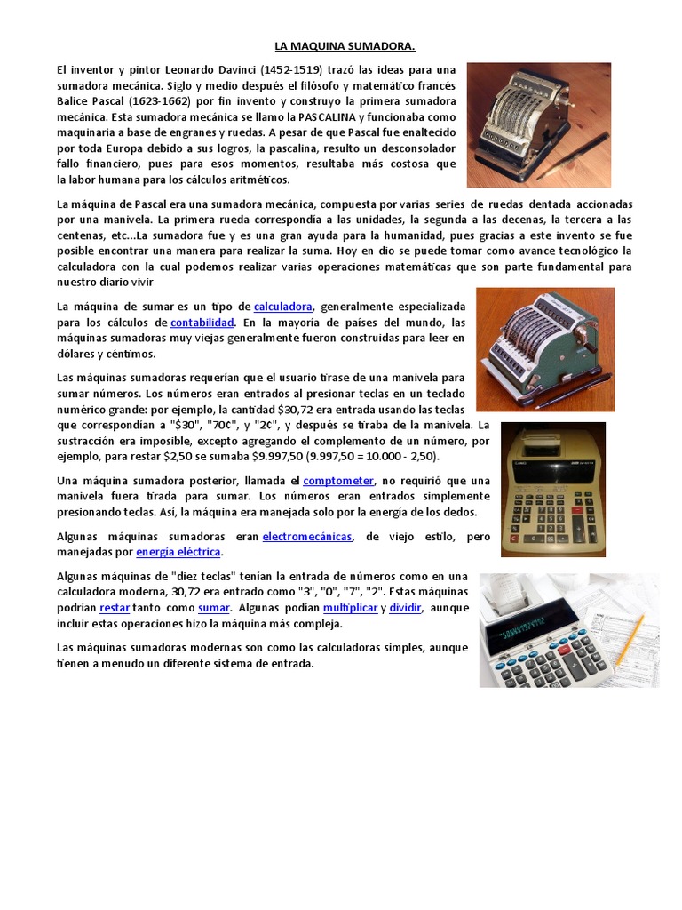 La Maquina Sumadora | PDF | Calculadora | Equipo de oficina