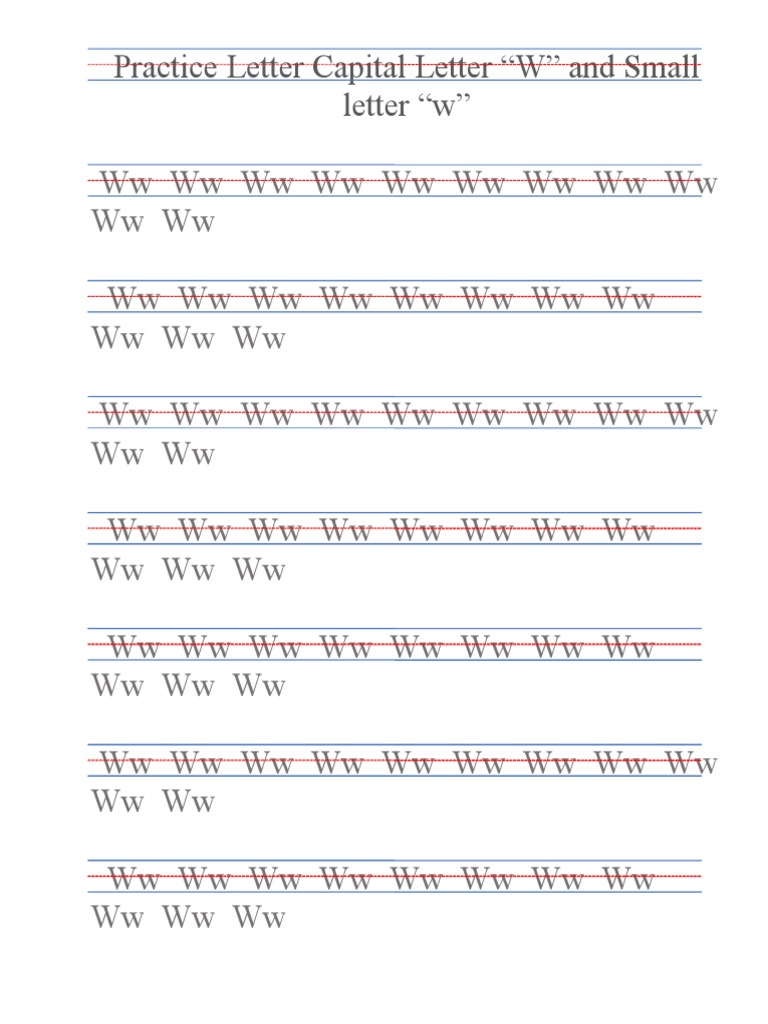 Practice Letter Capital Letter "W" and Small Letter "W" | PDF