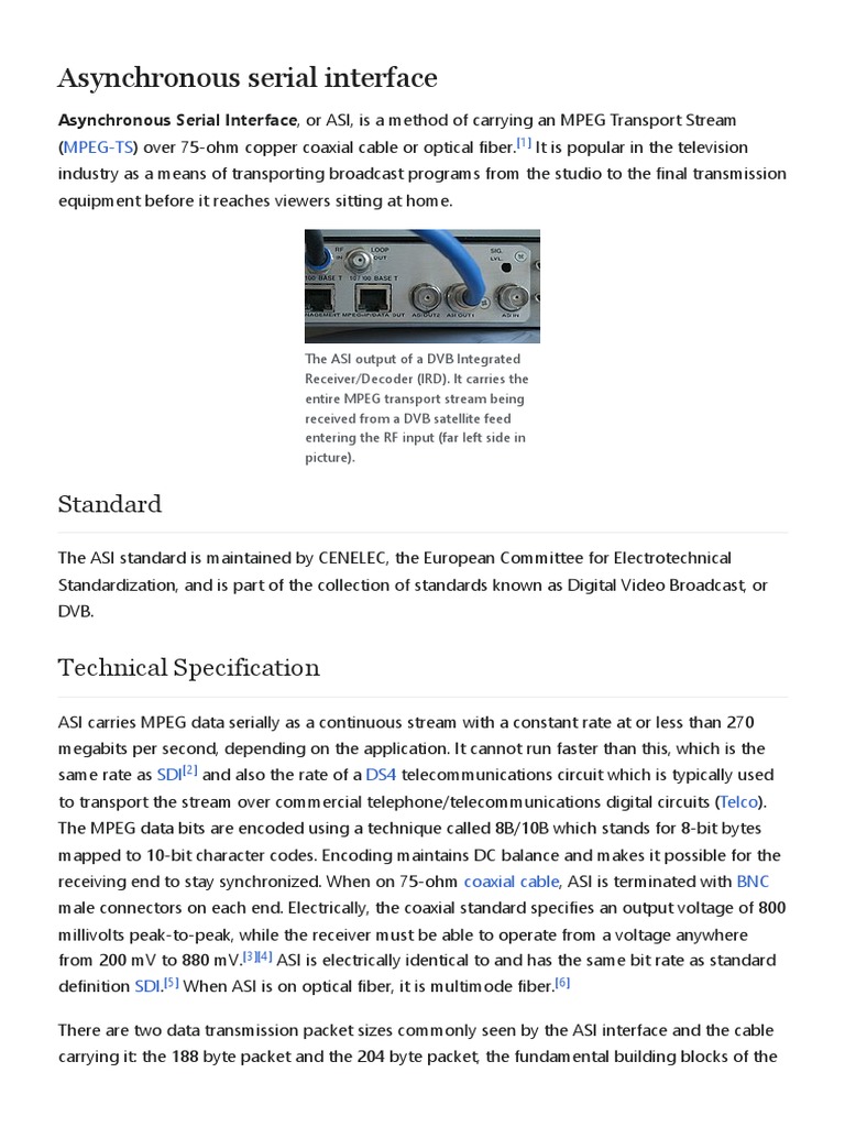 Asynchronous Serial Interface - Wikipedia | PDF | Electrical Engineering | Computing