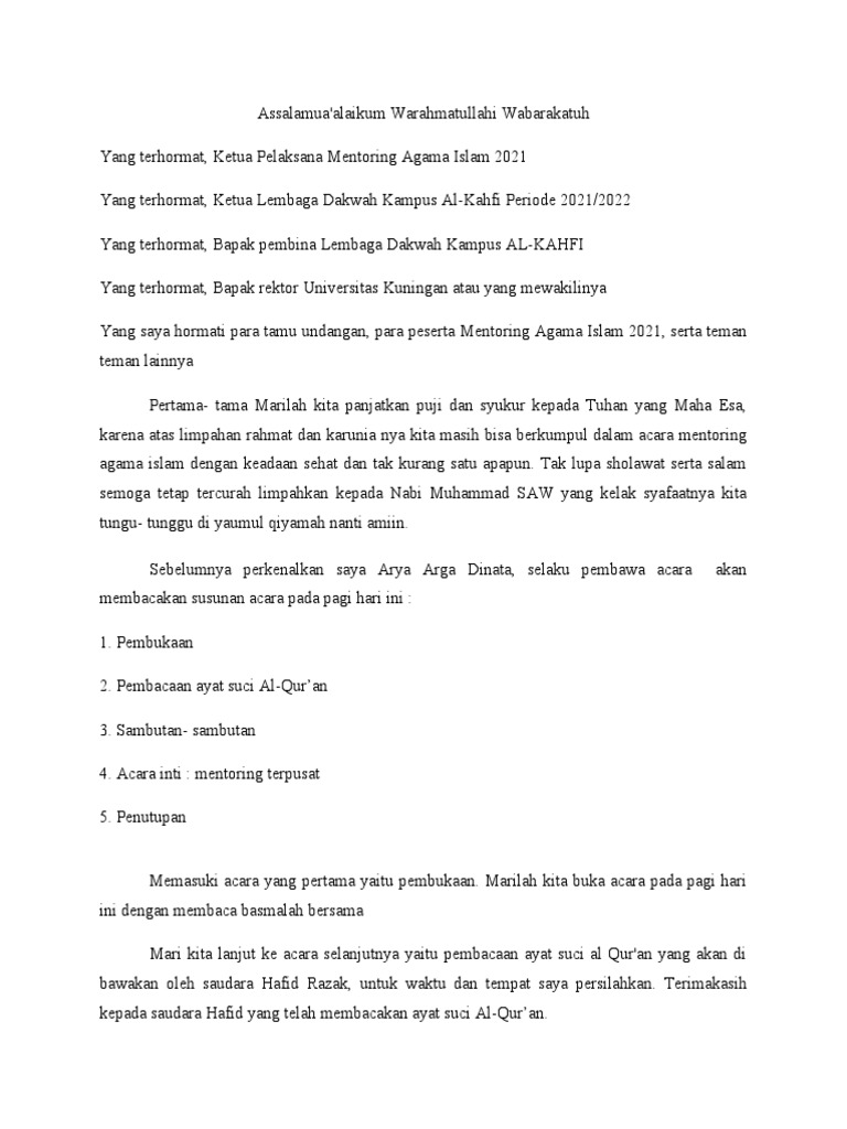 Teks MC Formal Mai 2021 Fix BGT | PDF