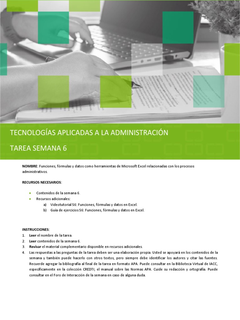 S6 Tarea SET A TECAD1102 | PDF | Microsoft Excel | Ingeniería de software