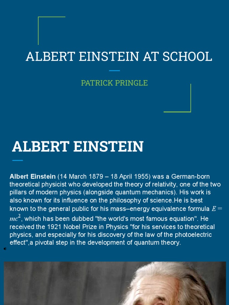 Albert Einstein at School | PDF | Albert Einstein | Physics