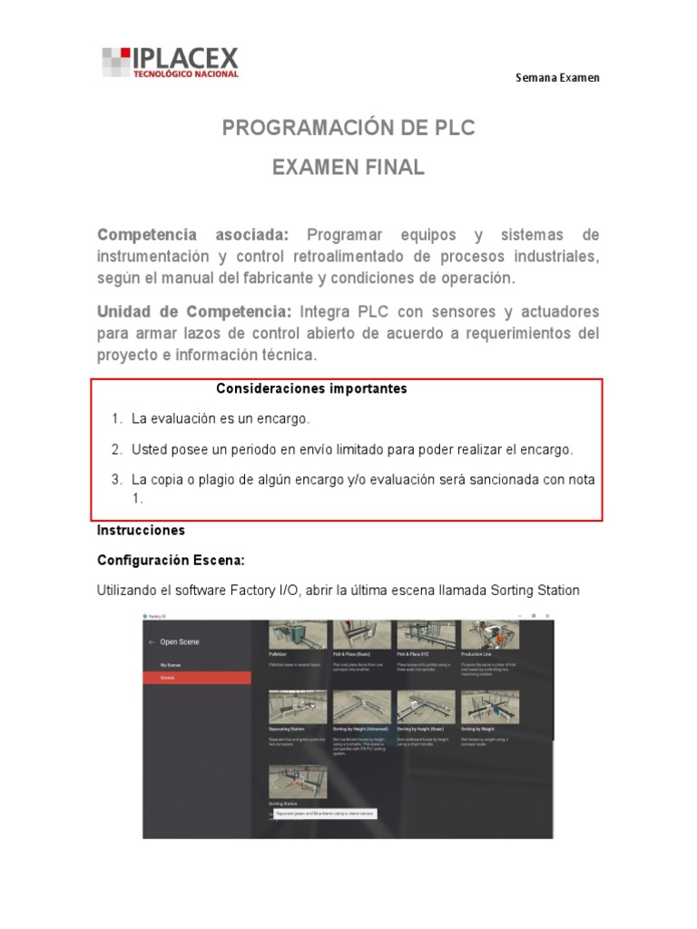 Examen PLC | PDF | De entrada y salida | Lenguaje de programación