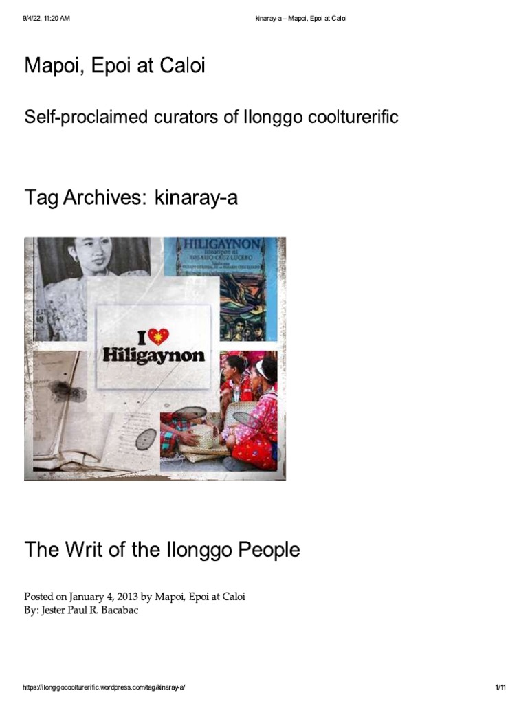 Kinaray-A Language (Assignment) | PDF