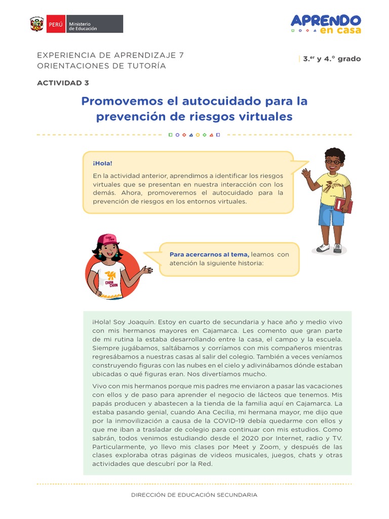 Exp7 Secundaria 3y4 Seguimosaprendiendo Tutoria Actividad3 | PDF | Internet | Acoso cibernético