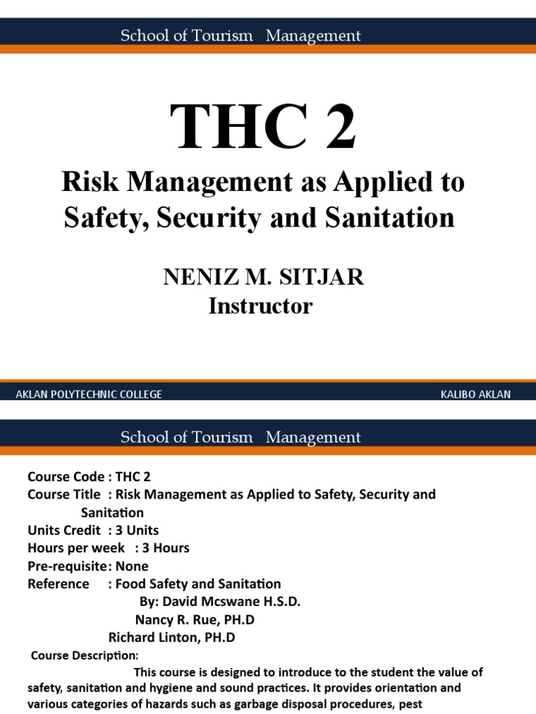 THC 2 Week 1-2 Lectures | PDF | Foods | Foodborne Illness