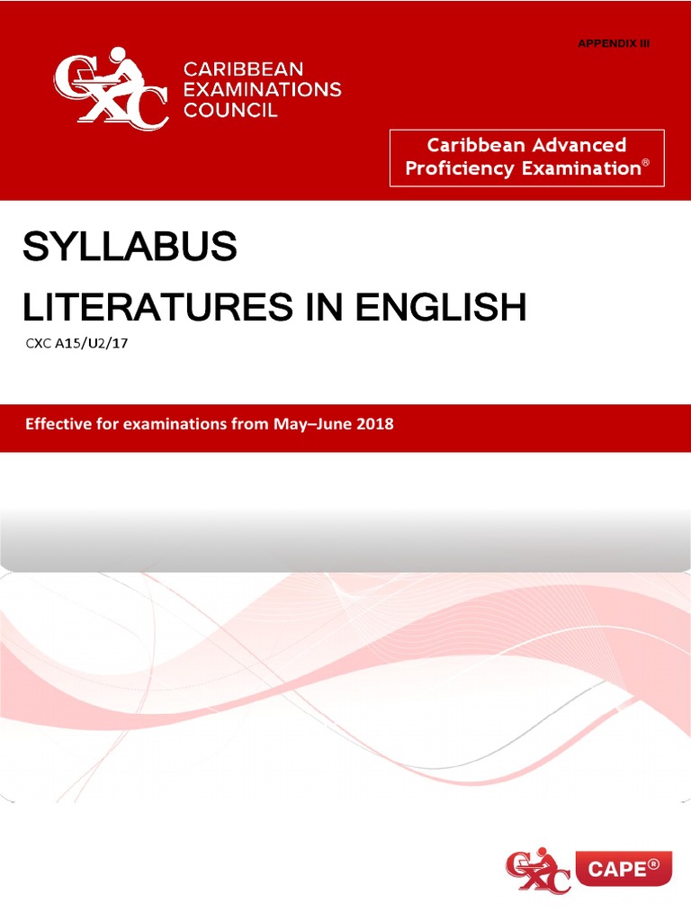 2018 CAPE Literatures in English Syllabus With Specimen Papers | PDF ...