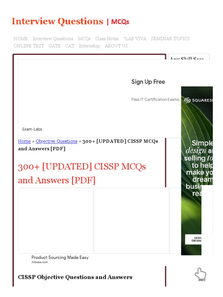 300+ (UPDATED) CISSP MCQs and Answers (PDF) | PDF | Cipher | Cryptography
