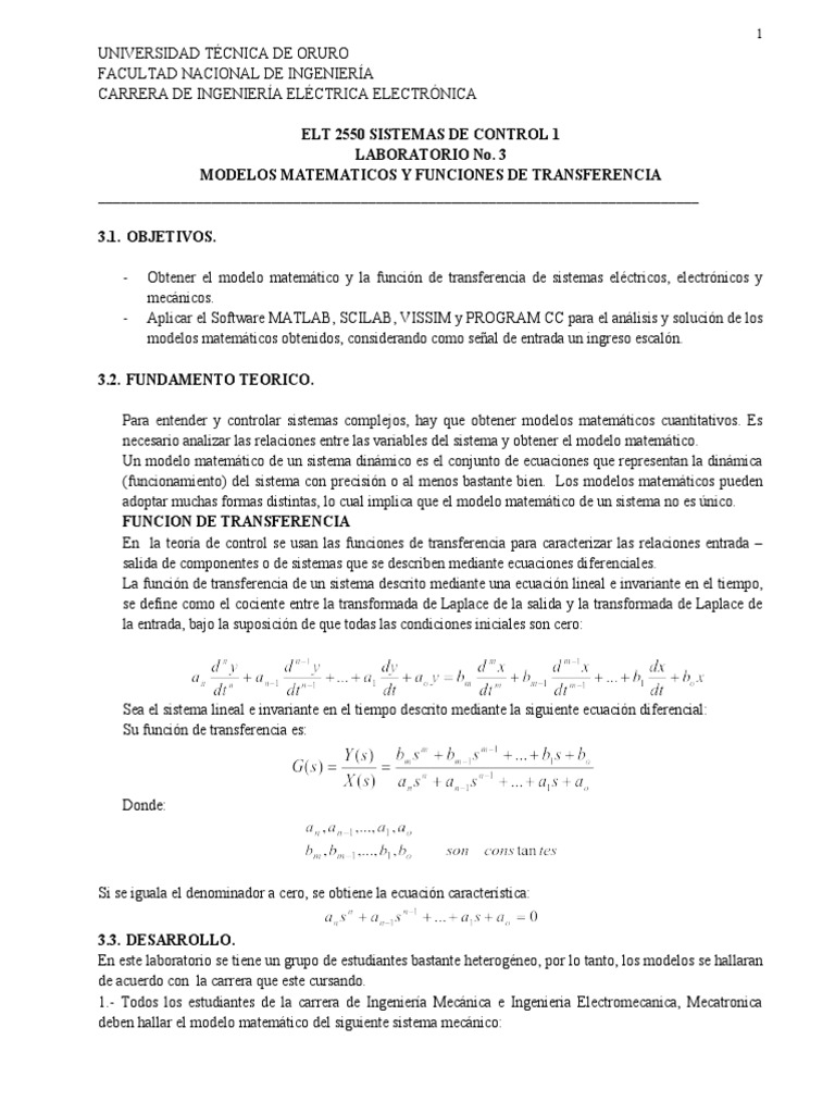 Lab 3 Sistemas de Control 06042022 | PDF | Ecuaciones | Ciencia de sistemas