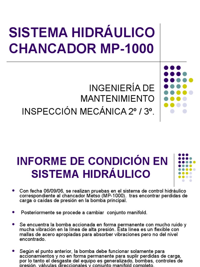 Falla Sist Hidrau Mp1000 | PDF | Bomba | Filtración