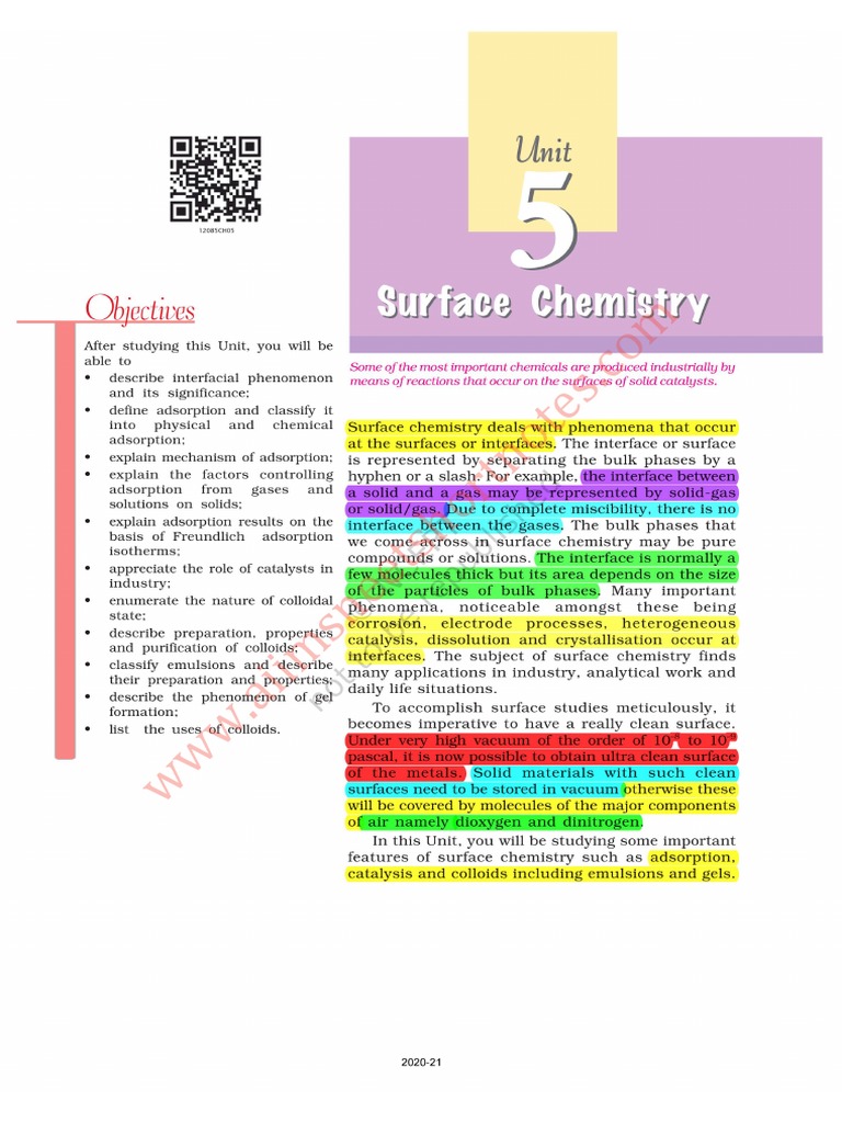 Resumen de Química Superficial NCERT | PDF