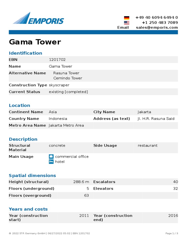 Gama Tower Jakarta Indonesia | PDF | Databases | Data