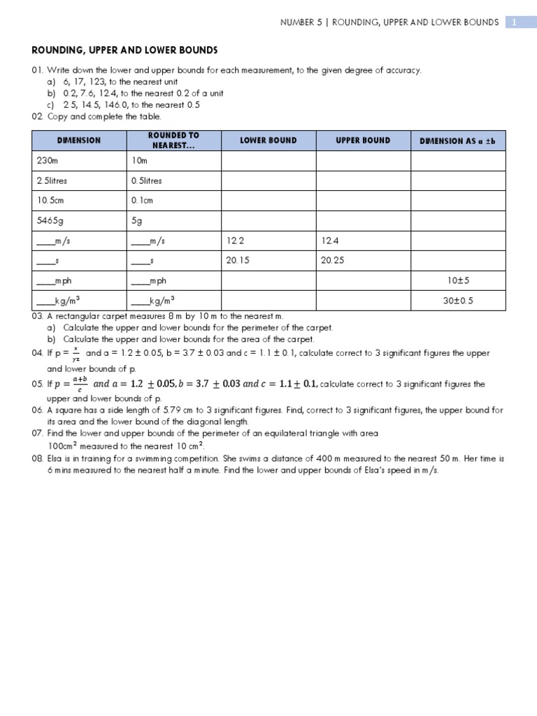 Rounding Upper and Lower Bounds | PDF