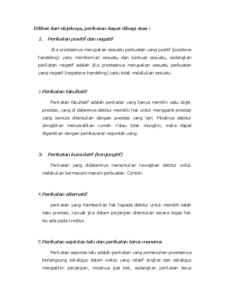 Jenis-Jenis Perikatan dalam Hukum | PDF
