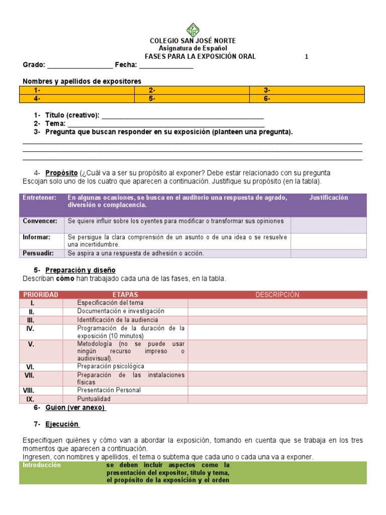 Fases de la Exposición Oral para Niños | PDF | Periódicos