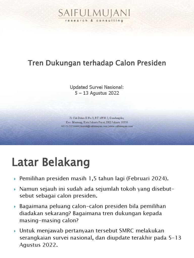 Survei Capres 2024 Agustus 2022 - SMRC | PDF