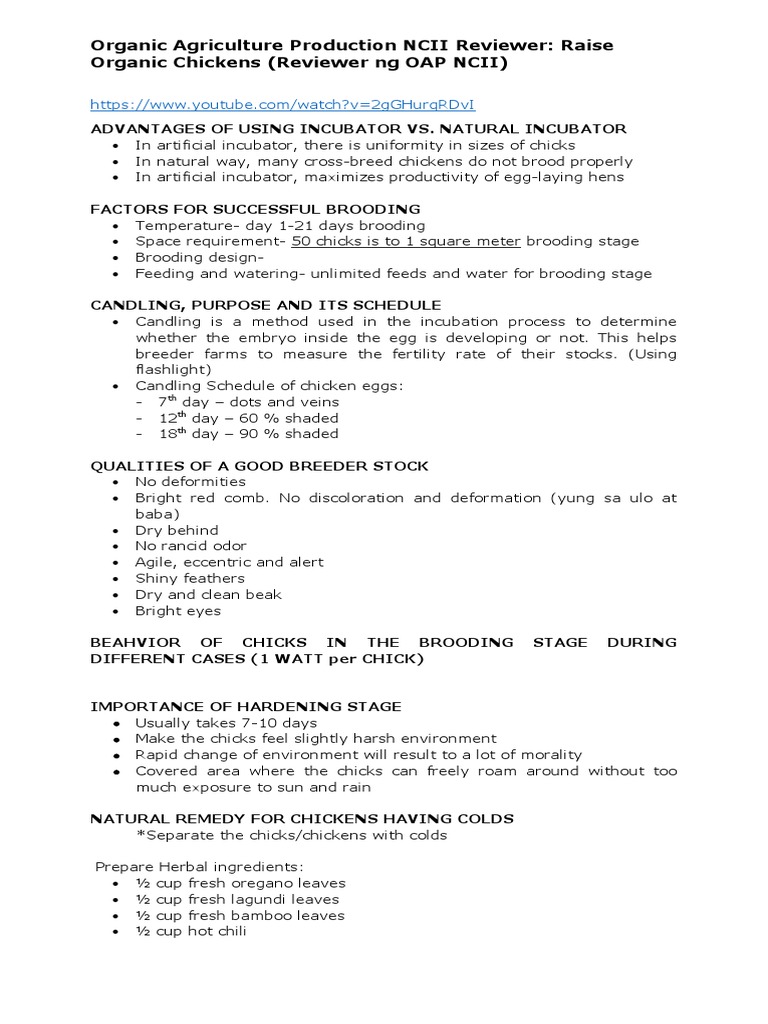 Raise Organic Chickens (Reviewer NG OAP NCII) (AutoRecovered) | PDF ...