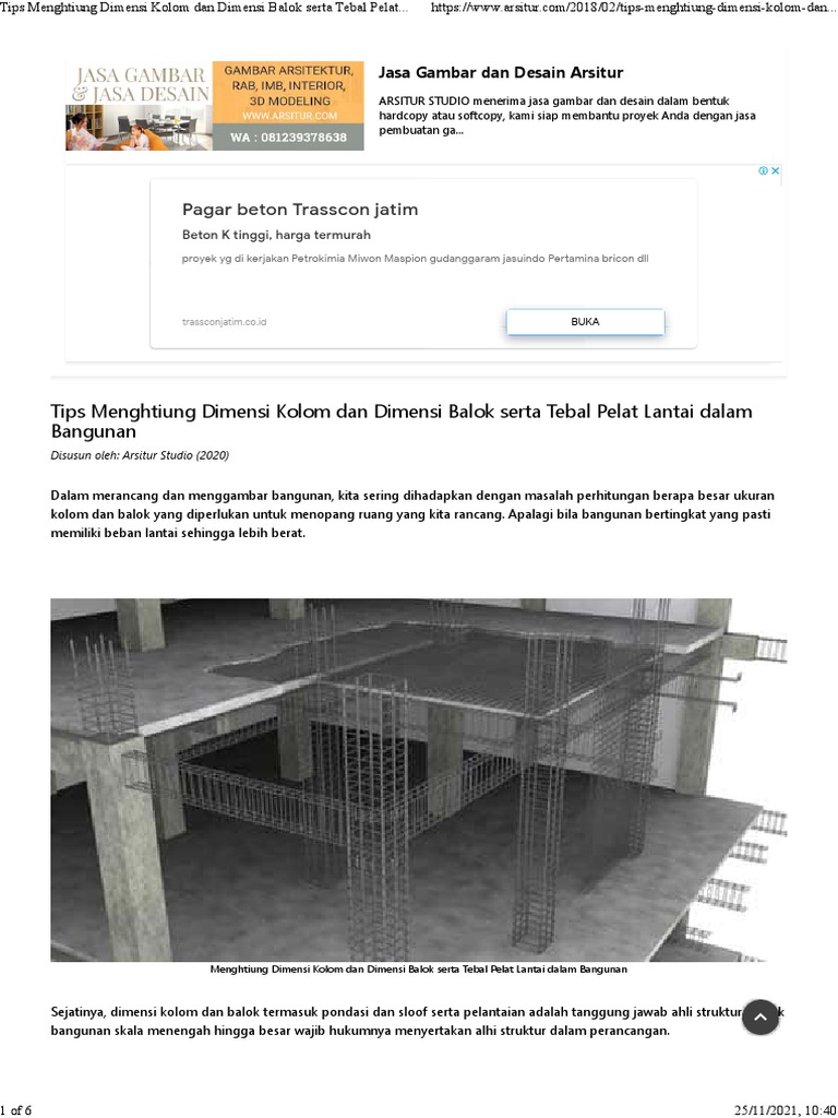 Menghitung Dimensi Kolom dan Balok | PDF | Griya & Taman