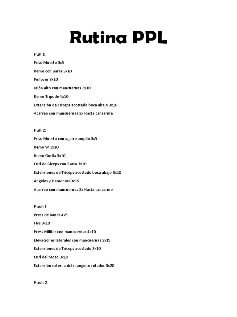Rutina PPL | PDF