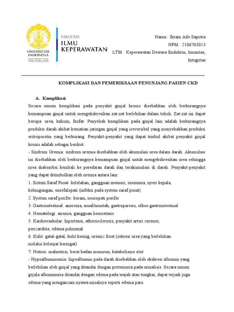 LTM 2 - FG4 - Ikram Ade Saputra - Komplikasi Dan Pemeriksaan Penunjang | PDF