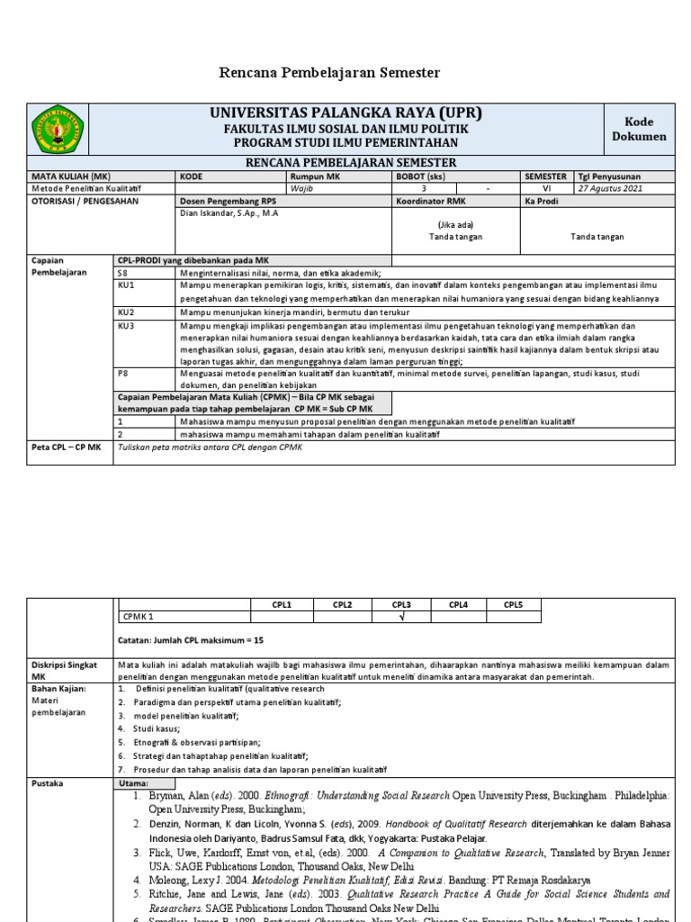 RPS Metopen Kualitatif | PDF