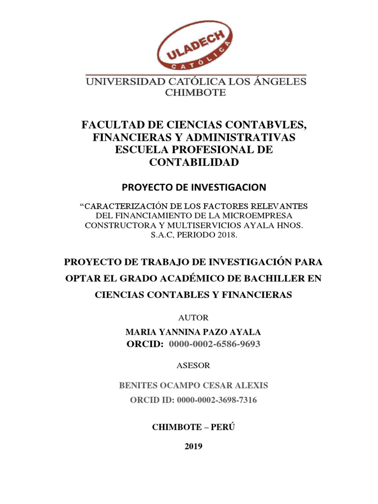 Caratula Proyecto Trabajo Investigacion Bachiller | PDF