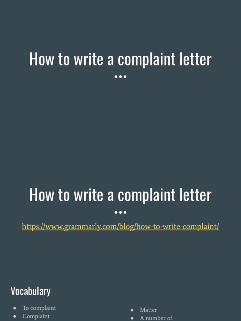 How To Write A Complaint Letter | PDF