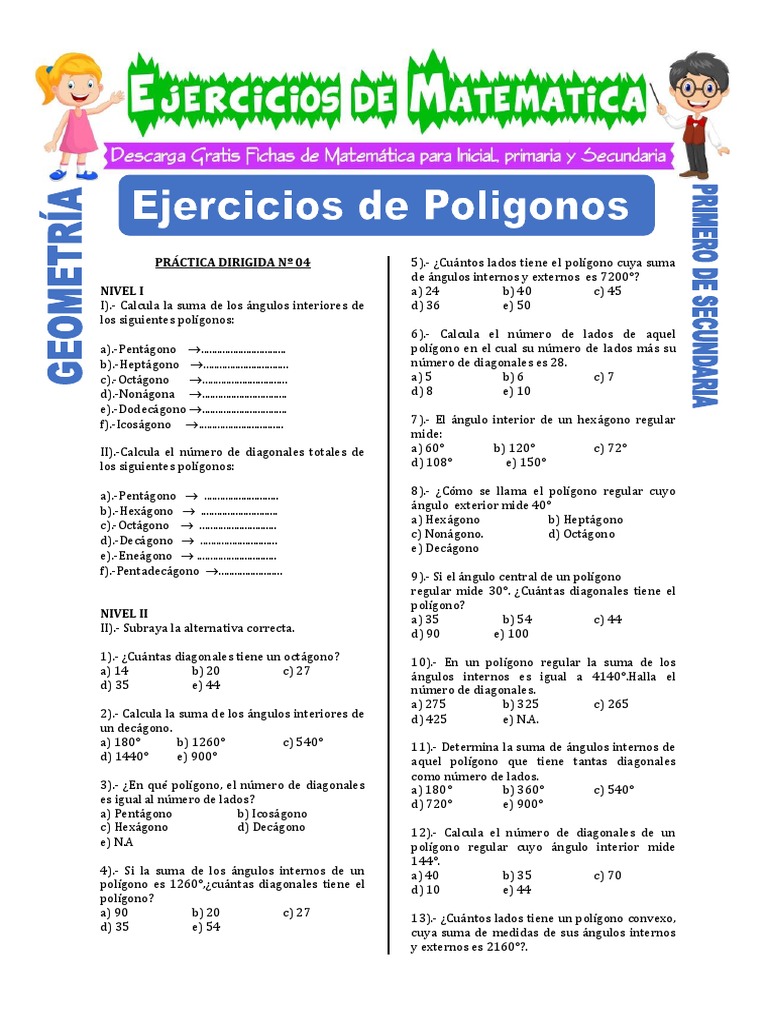 Ejercicios de Poligonos para Primero de Secundaria | PDF | Geometría euclidiana | Formas geométricas