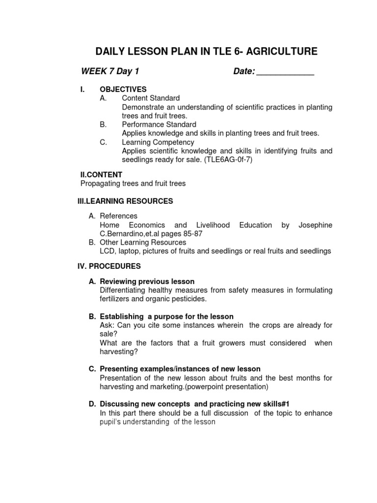 Grade 6 DLP_TLE_Agriculture - Week 7 | PDF | Marketing | Learning
