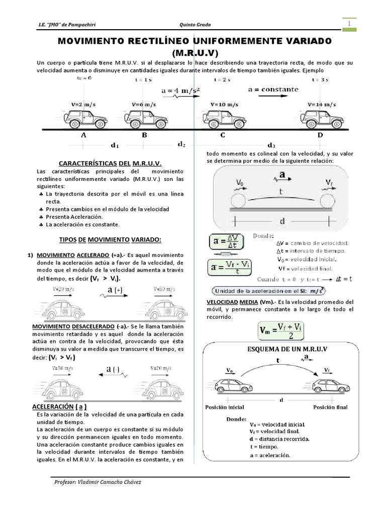 Mruv-1 2018 | PDF | Aceleración | Velocidad
