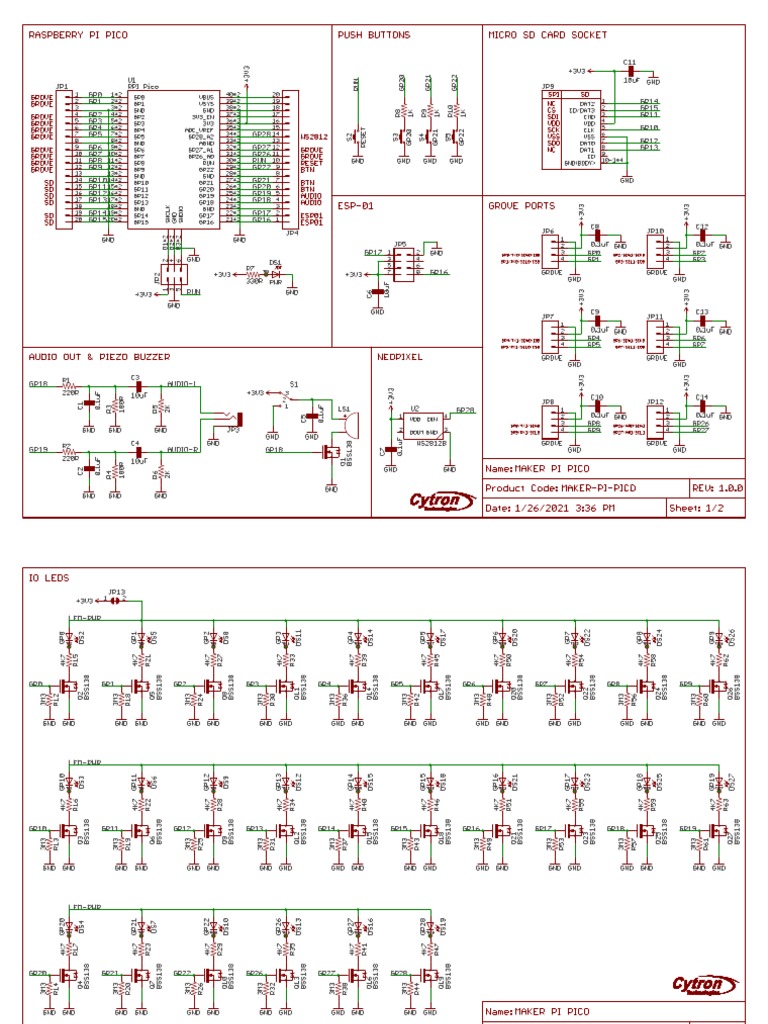 Maker Pi Pico v1.0.0 Schematic | PDF