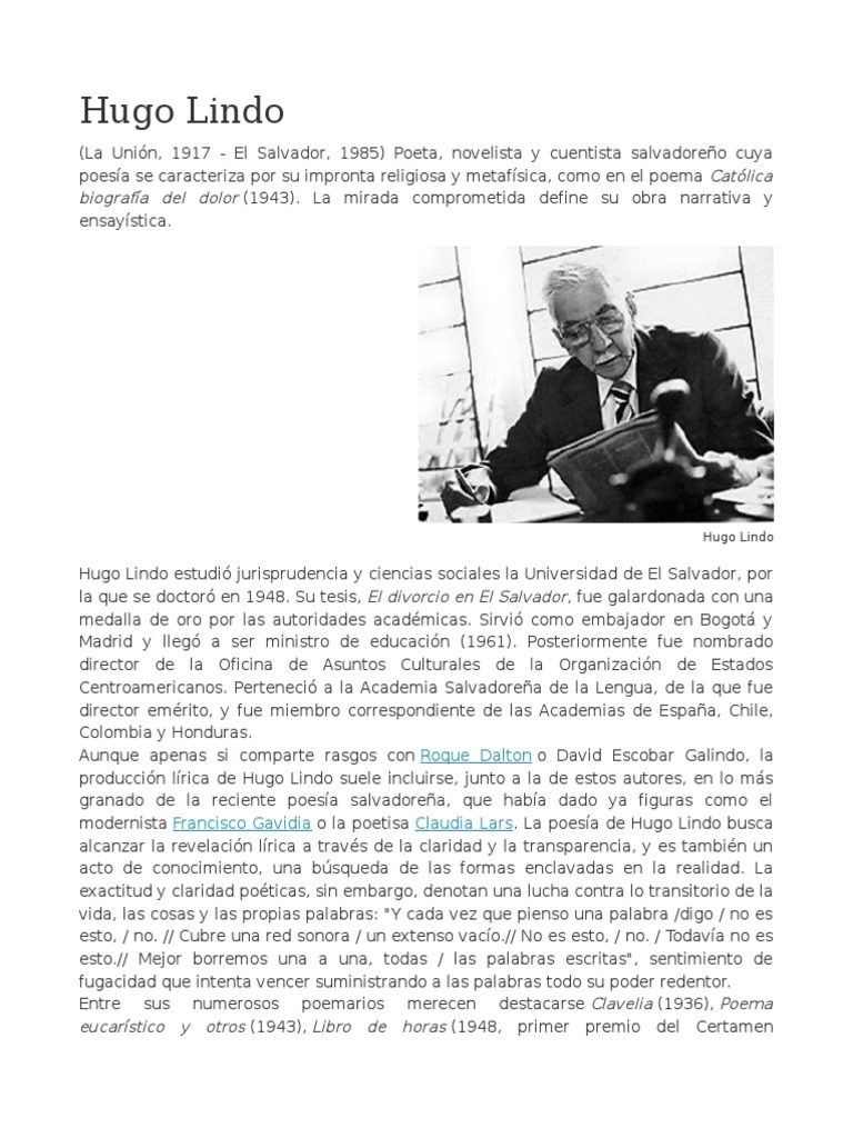 Hugo Lindo | PDF | El Salvador | Poesía