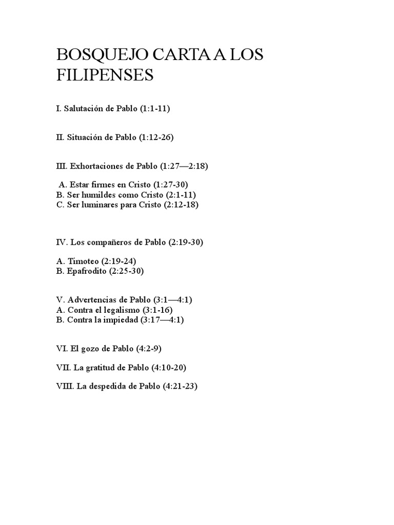 Bosquejo Carta A Los Filipenses | PDF | Epístola a los filipenses | Pablo el apóstol