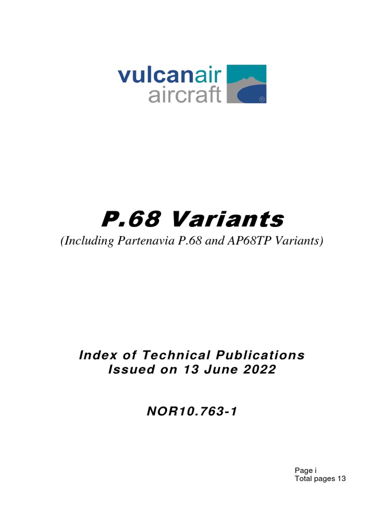 P.68 Variants Technical Publications Index | PDF | Monoplane | Wing ...