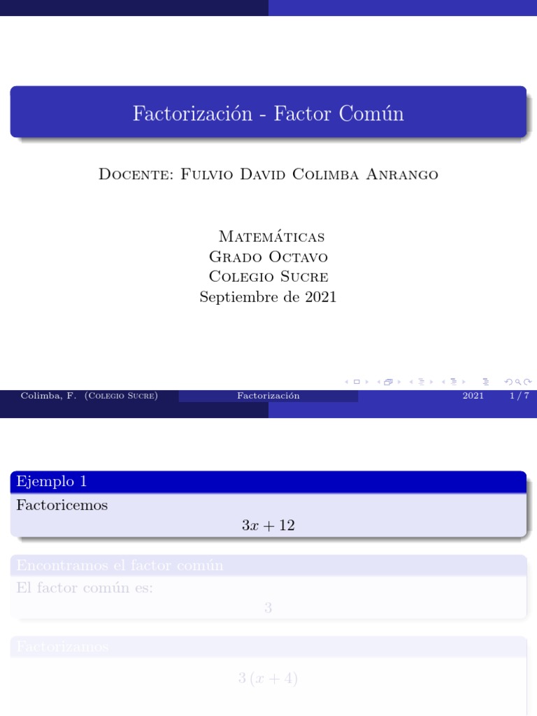 Factorizacion Factor Comun | PDF | Factorización | Álgebra
