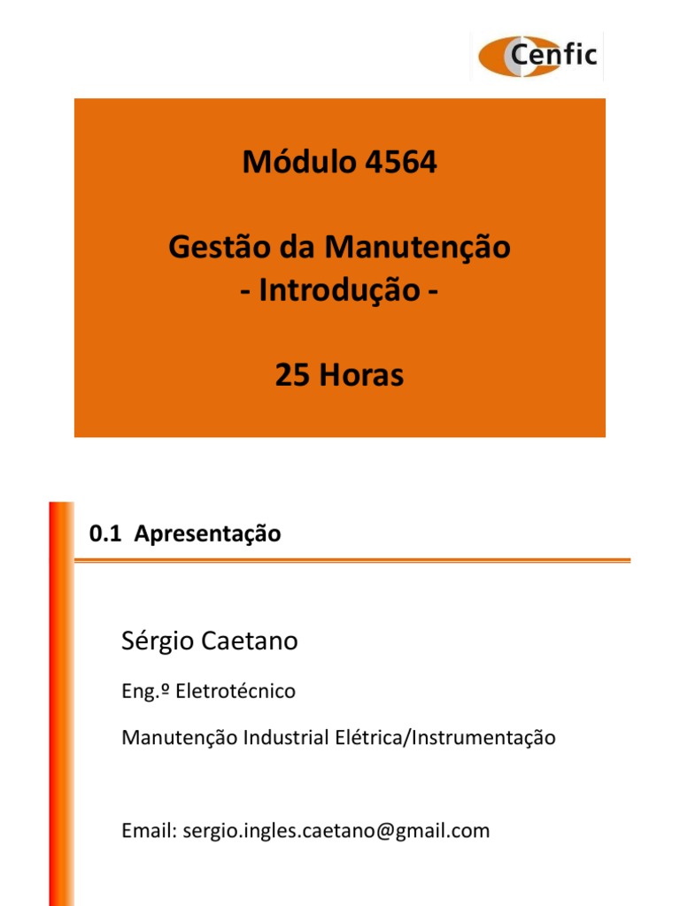 UFCD 4564 - Gestão Da Manutenção - Introdução1 | PDF | Tempo | Planejamento