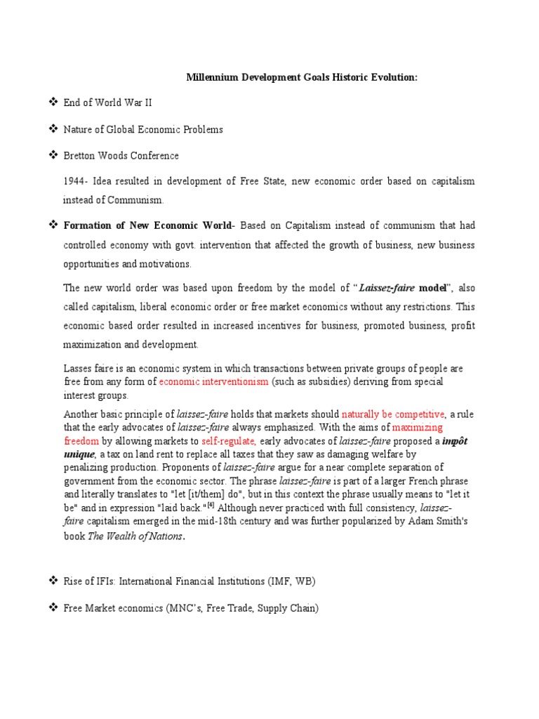 Millennium Development Goals | PDF | Millennium Development Goals | Laissez Faire