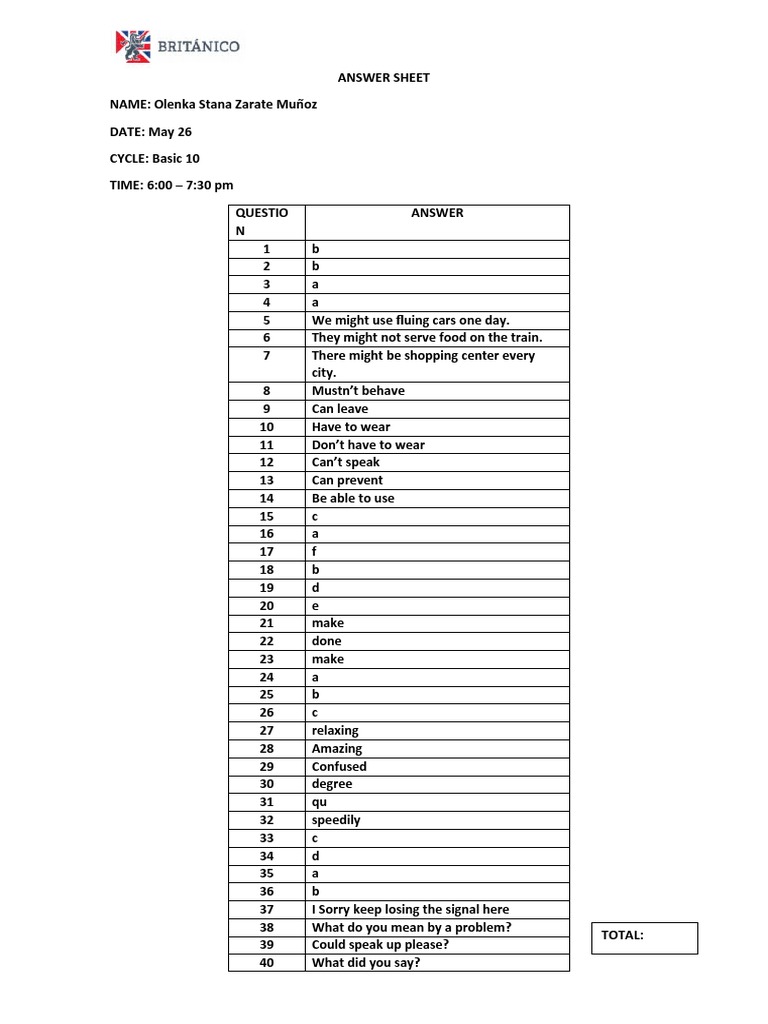 Answer Sheet Navigate Courses | PDF