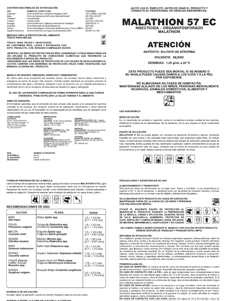 Malathion 57 Ec Panfleto | PDF